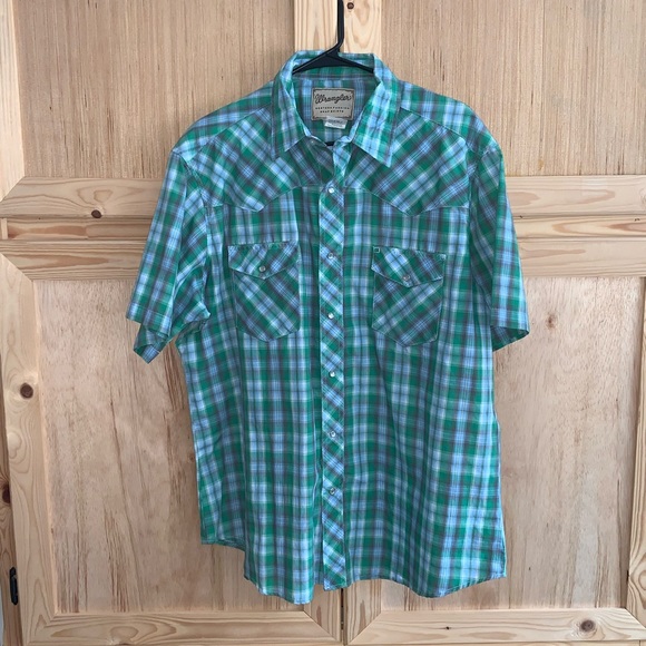 Wrangler | Shirts | Wrangler Green Plaid Country Western Shirt Size Xl ...